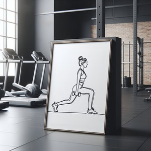 Home Gym Print Set - 3 Gym Prints | Line Drawing Design | Fitness Girl ...