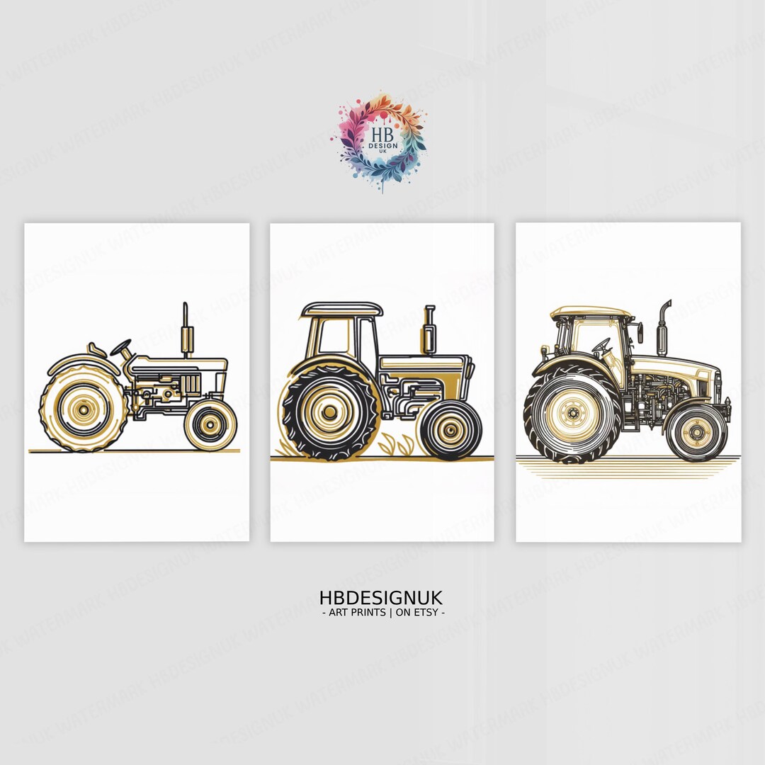 Tractor Evolution Prints - Set of 3 Posters | Boys Bedroom Artwork ...