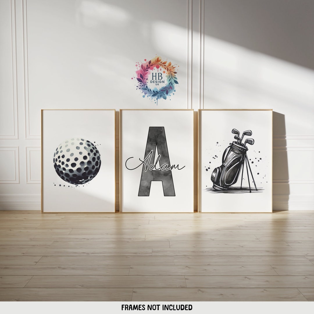 Personalised Golf Posters - Set of 3 Prints | Boys Girls Bedroom Decor ...