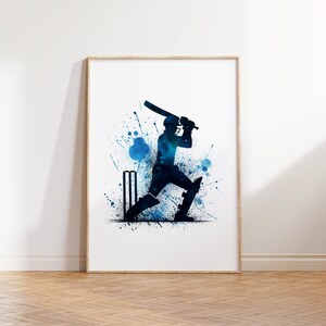 Blue Cricket Print Set - 3 Cricket Posters | Blue Watercolour Cricket ...
