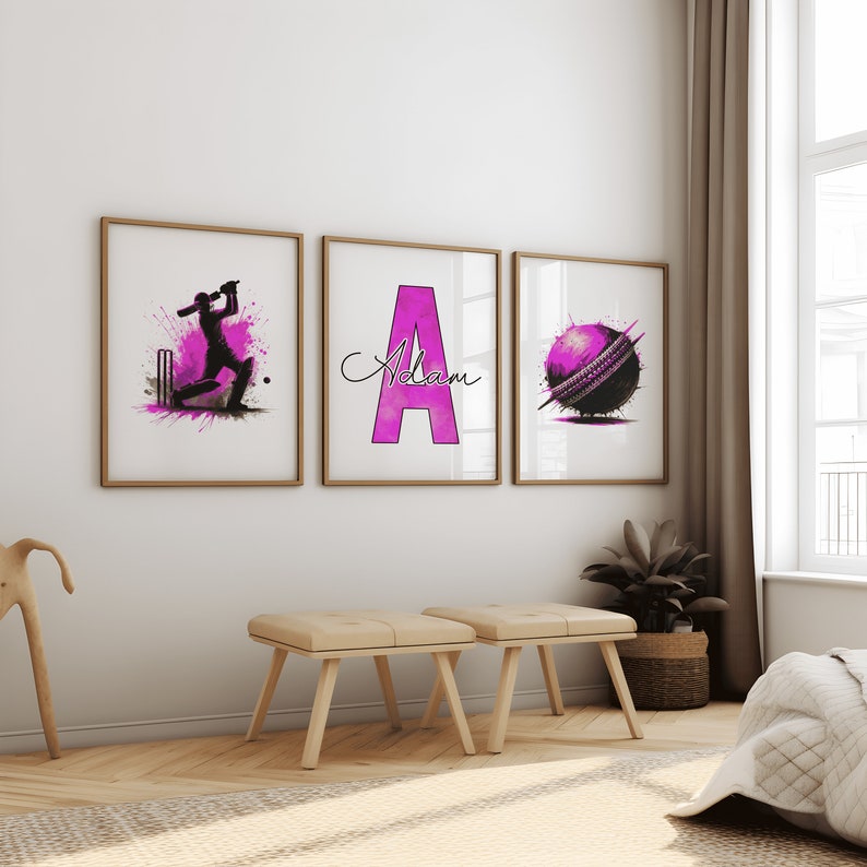 Custom Cricket Art Print - Set of 3 Cricket Poster Prints ...