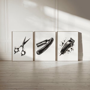 Barber Shop Print Set - 3 Barbers Posters | Haircut Wall Art | Men's ...
