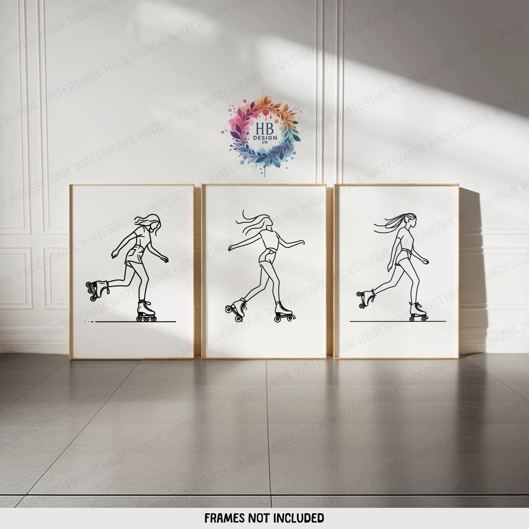 Minimal Roller Skating Prints - 3 Posters | Girls Bedroom Posters ...