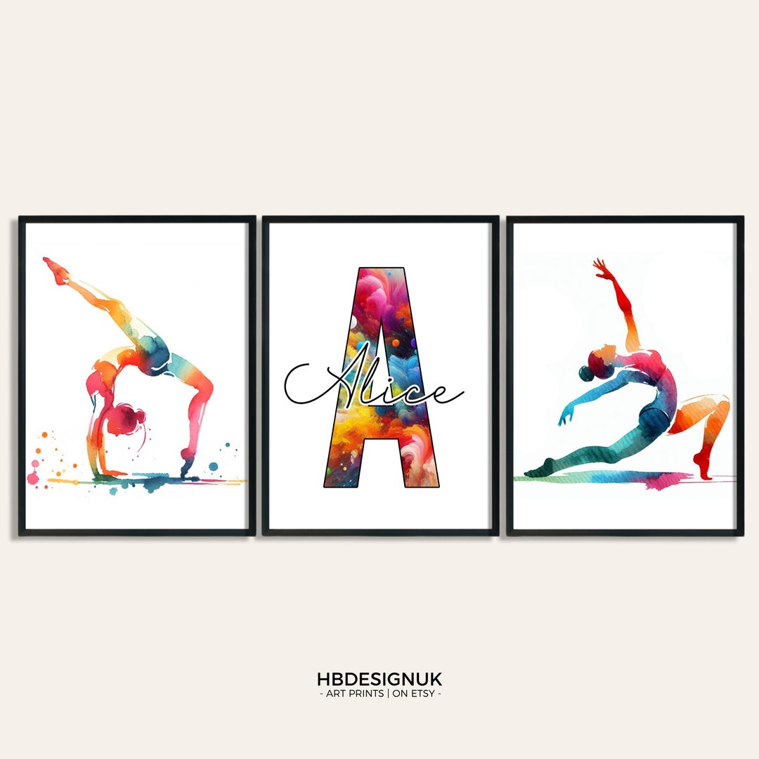 Personalised Gymnastics Prints - Set of 3 Posters | Boys Girls Bedroom ...