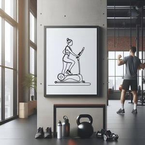 Home Gym Poster Set - 3 Gym Prints | Line Drawing Design | Fitness Girl ...