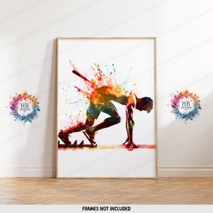 Colourful Athletics Print Set - Set of 3 Runner Posters | Sprinter Art ...