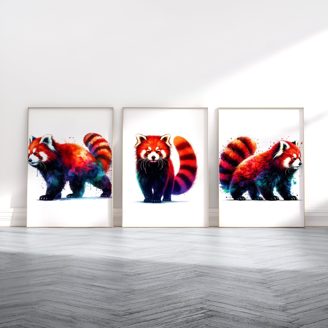 Red Panda Print Set - Set of 3 Posters | Watercolour Red Panda Print ...