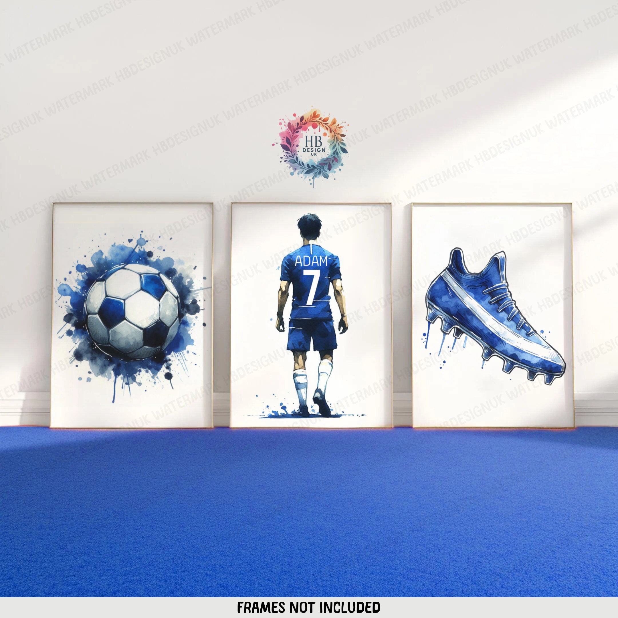 Custom Football Posters - Set of 3 Prints | Boys Bedroom Decor | Kids ...
