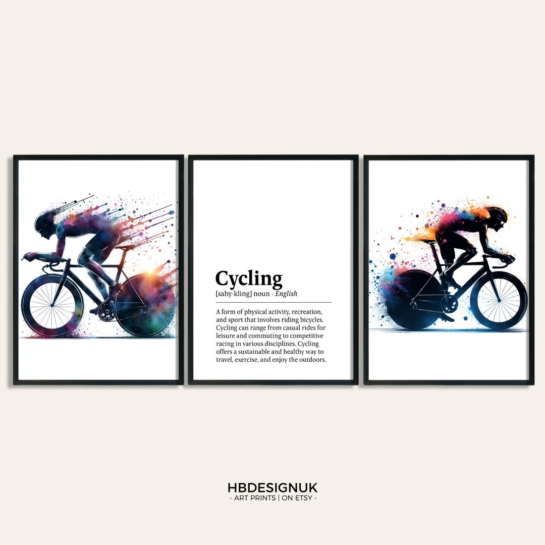 Cycling Poster Print - Set of 3 Pictures | Biker Print Set ...