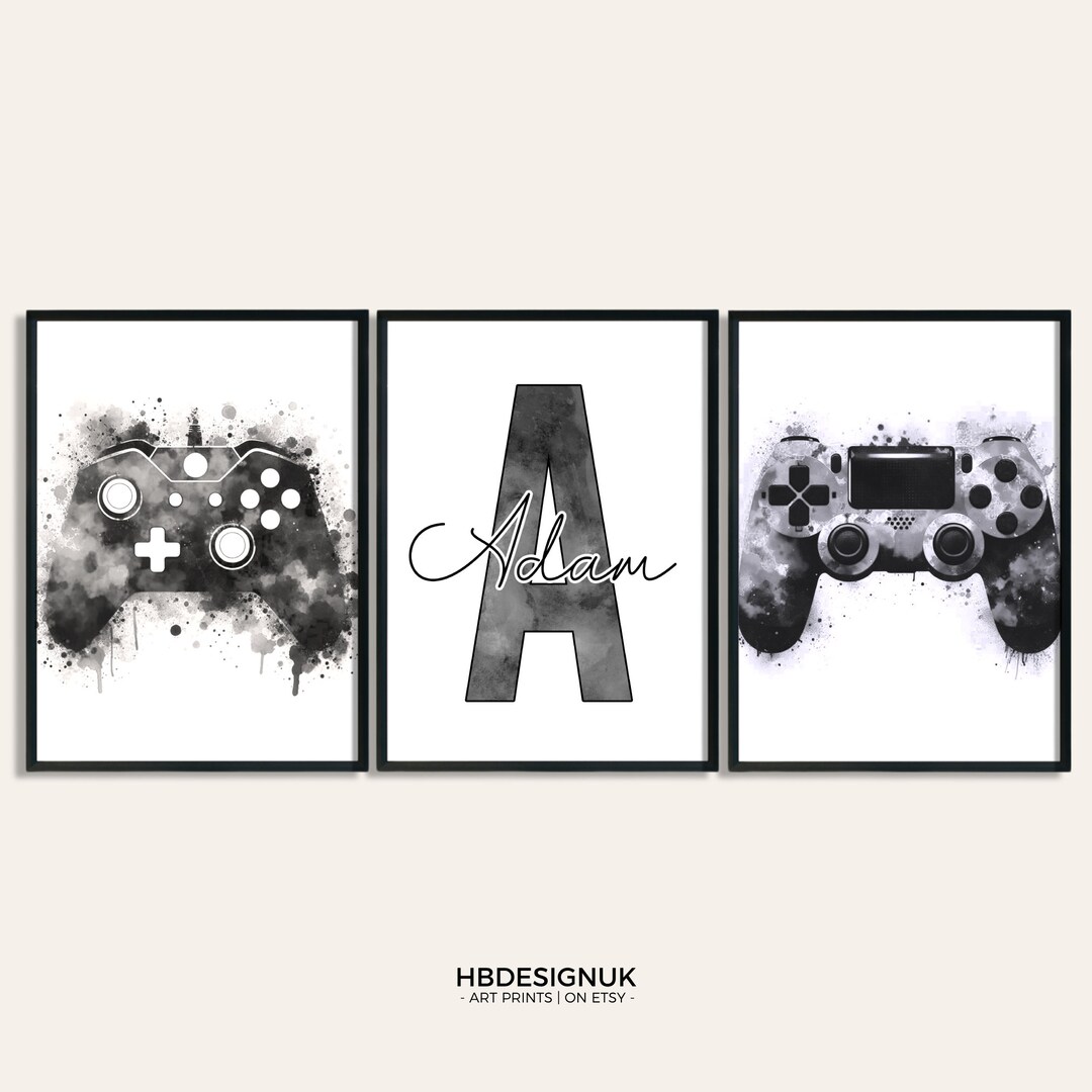 Personalised Gamer Print Set 3 Gaming Posters Game Boys Bedroom Decor ...