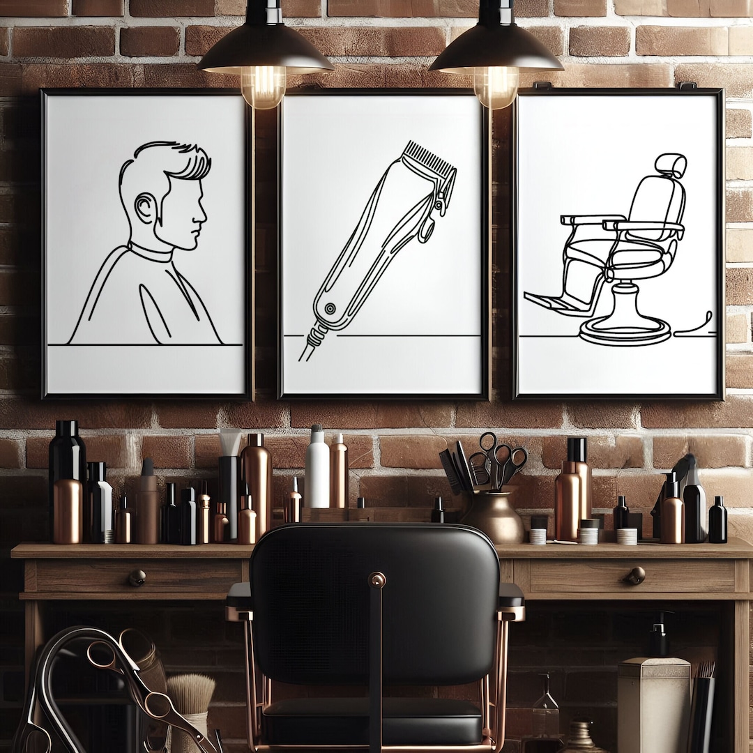 Minimalist Barber Print Set - 3 Barbers Shop Posters | Haircut Decor ...