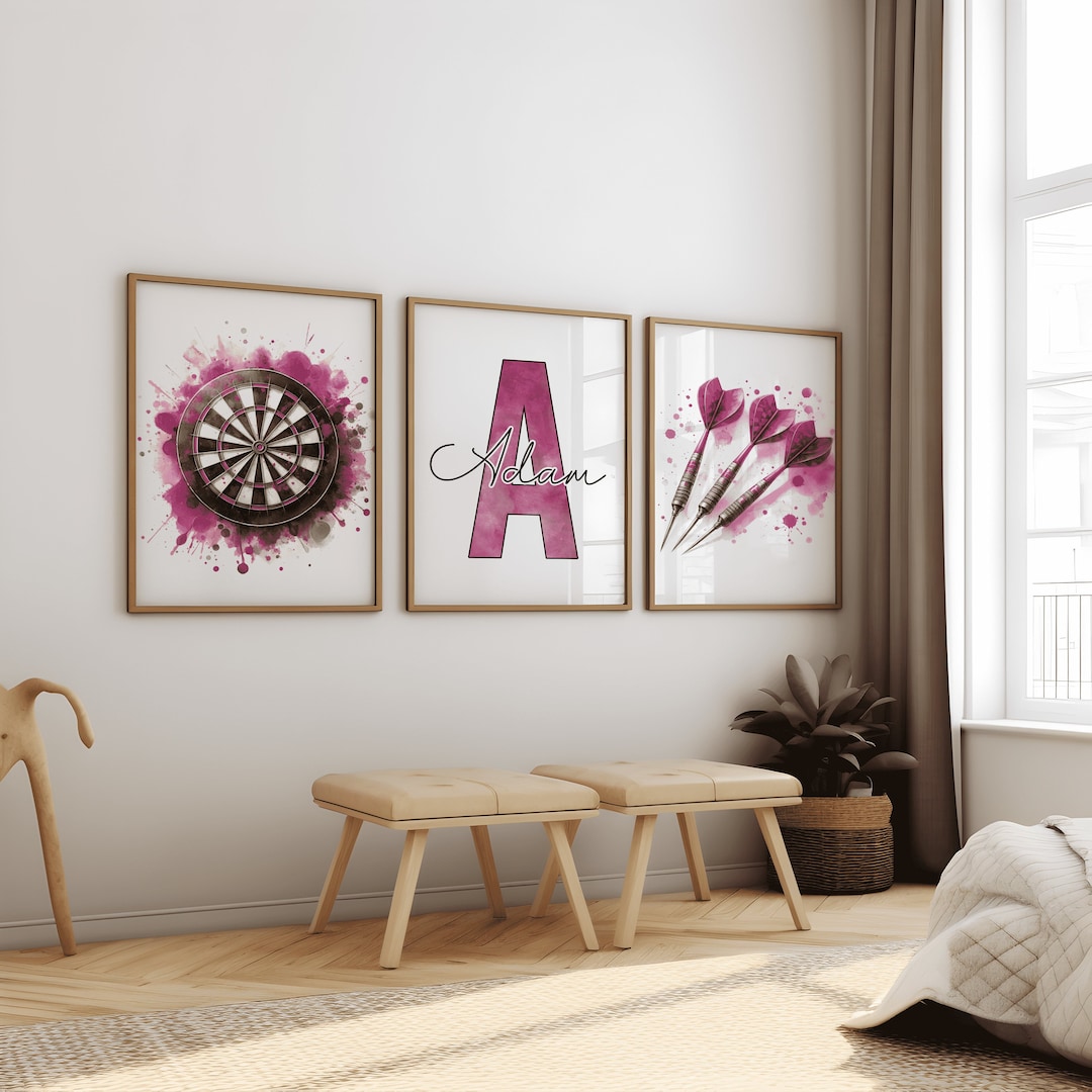Custom Darts Wall Art Set - 3 Personalised Dart Posters | Sport Player ...