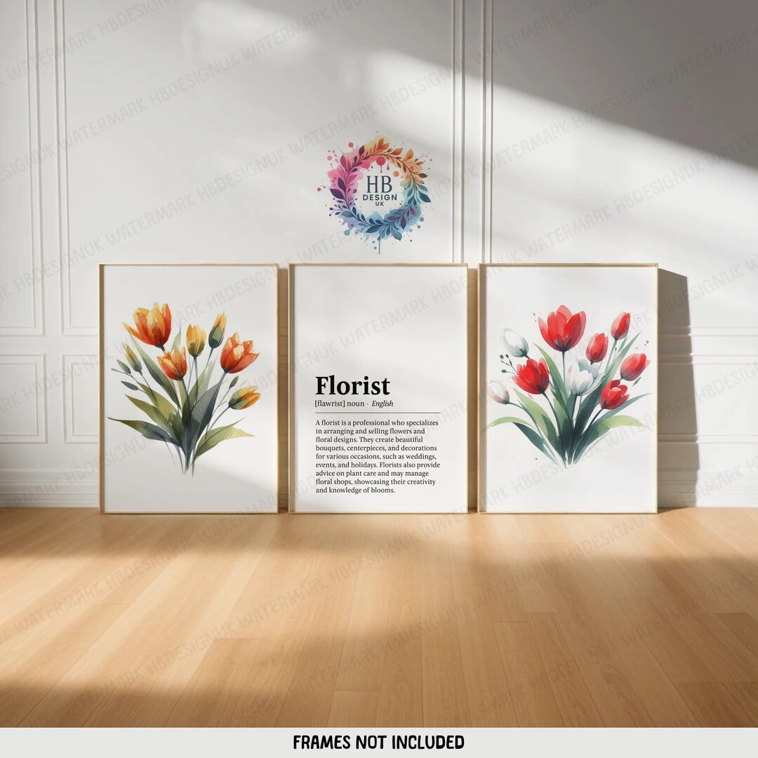 Florist Prints - Set of 3 Posters | Flower Shop Wall Art | Tulip Decor ...