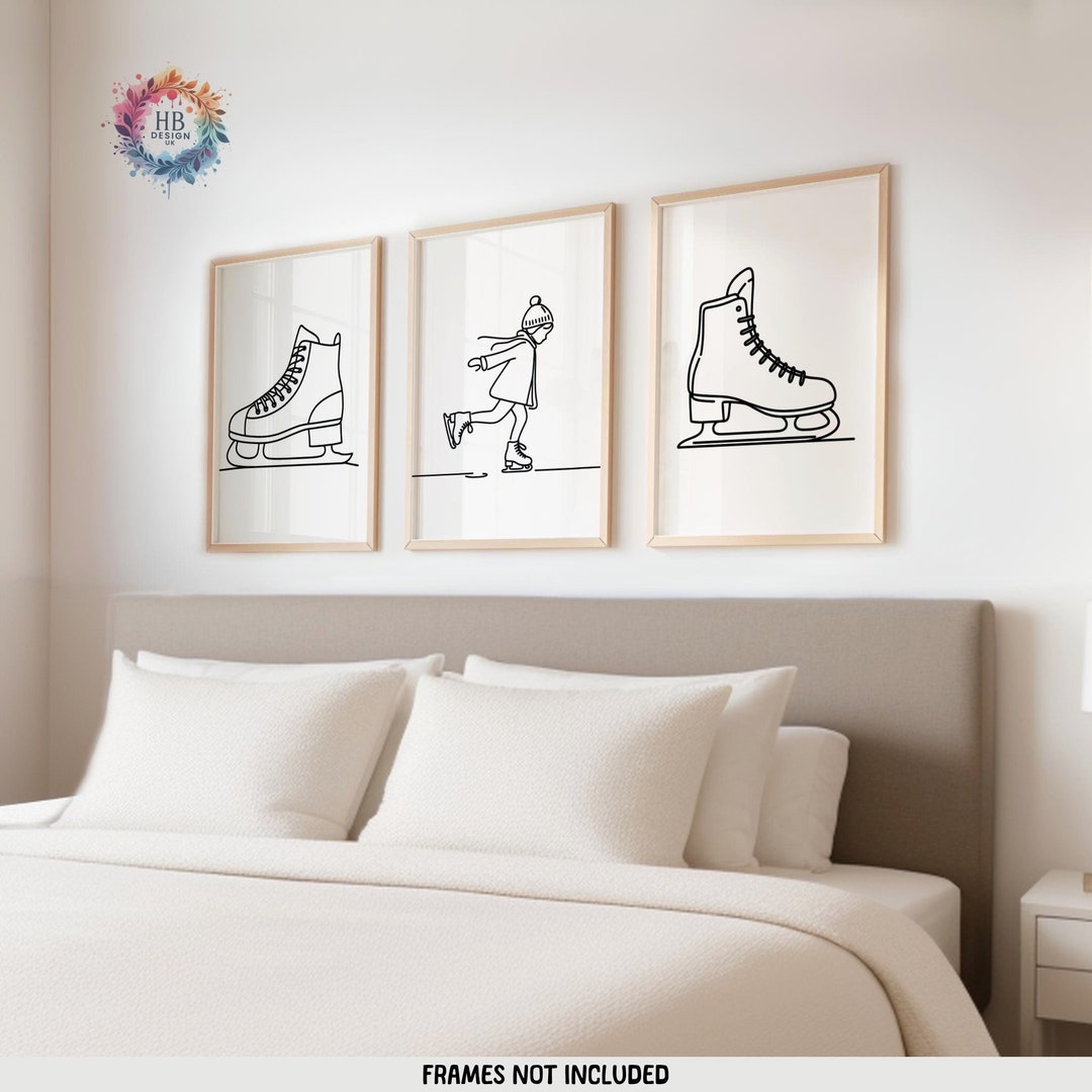 Minimal Ice Skating Prints - Set of 3 Posters | Ice Skater Wall Art ...