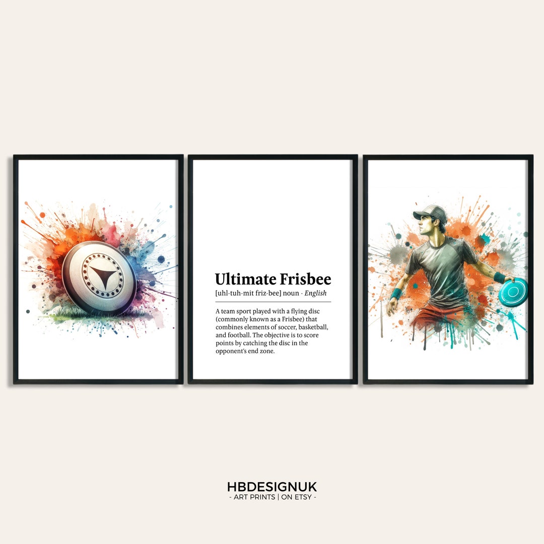 Ultimate Frisbee Print Poster Set - Set of 3 Frisbee Posters ...