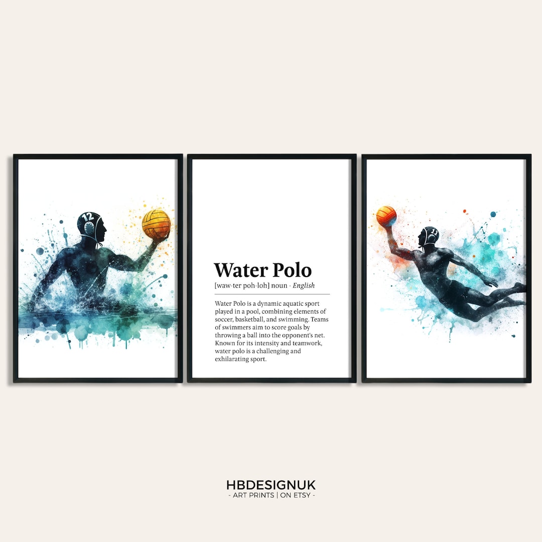 Water Polo Art Print Poster - Set of 3 Posters | Watercolour Art Prints ...