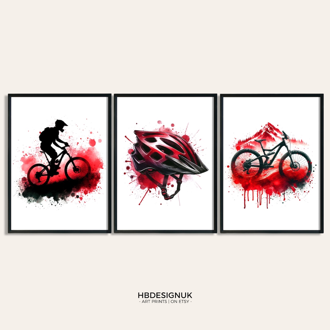 Mountain Bike Print - Set of 3 Posters | Watercolor Painting ...