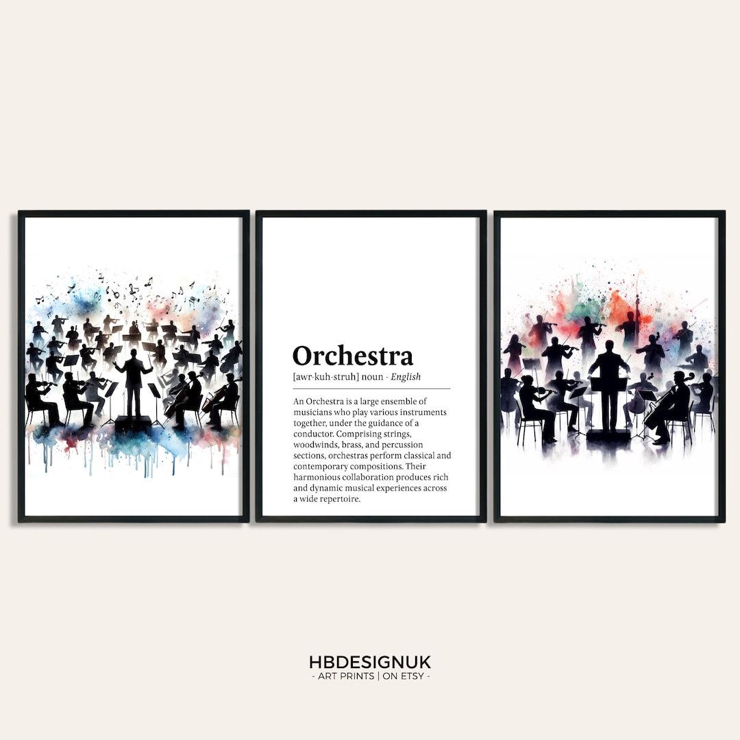 Orchestra Watercolour Art Print - Set of 3 Music Artwork | Music ...