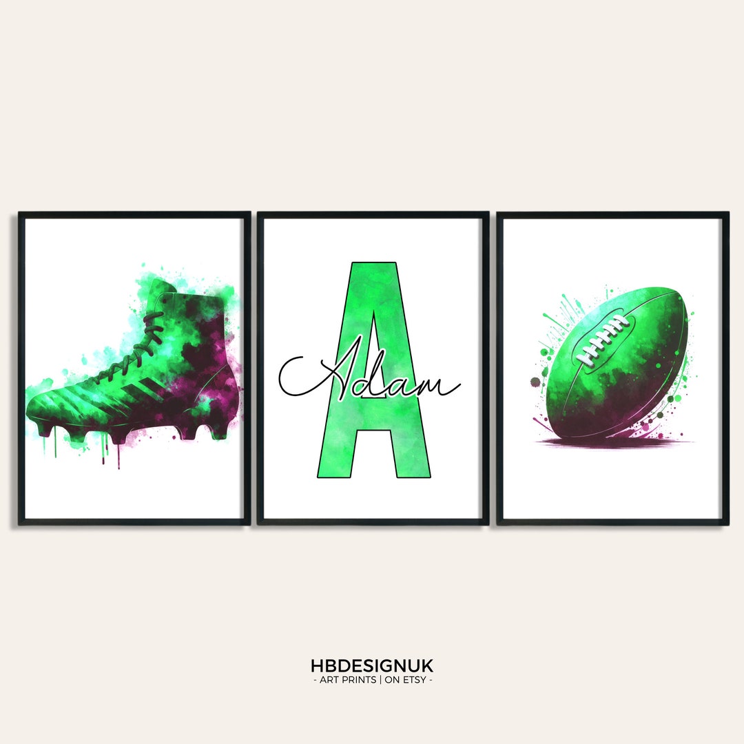 Rugby Poster Set - 3 Custom Rugby Poster Prints | Personalised Boys ...