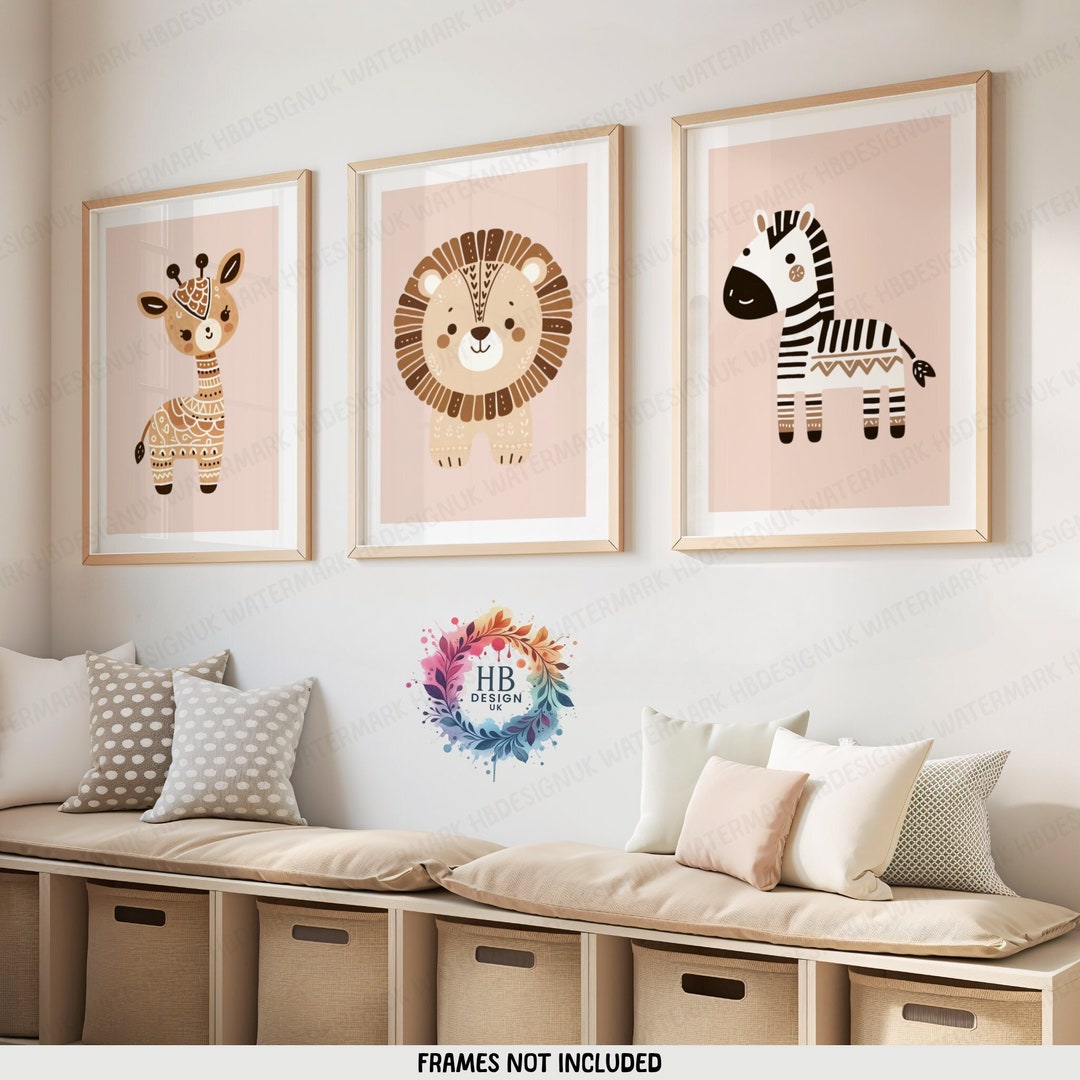 Safari Animal Nursery Posters - Boho Set of 3 Prints | Kids Playroom ...