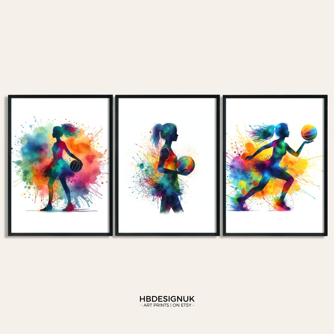 Colourful Netball Decor Print - Set of 3 Netball Team Posters | Room ...