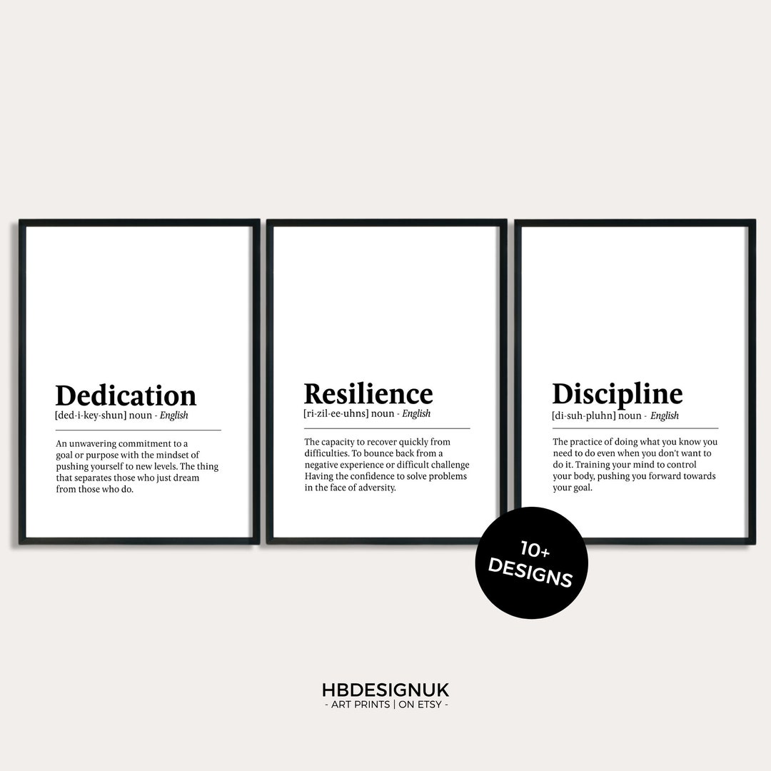 10+ Motivational Definition Print Set - Home Office Decor, Inspiring ...