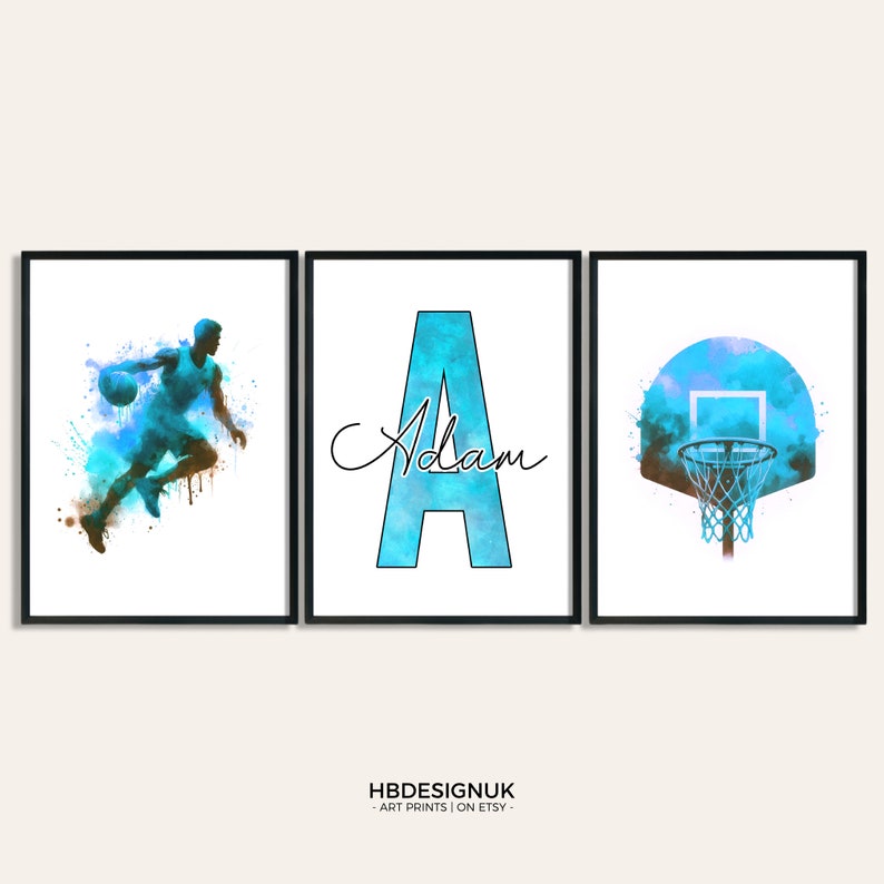 Personalised Basketball Posters - Set of 3 Basketball Prints | Teen ...