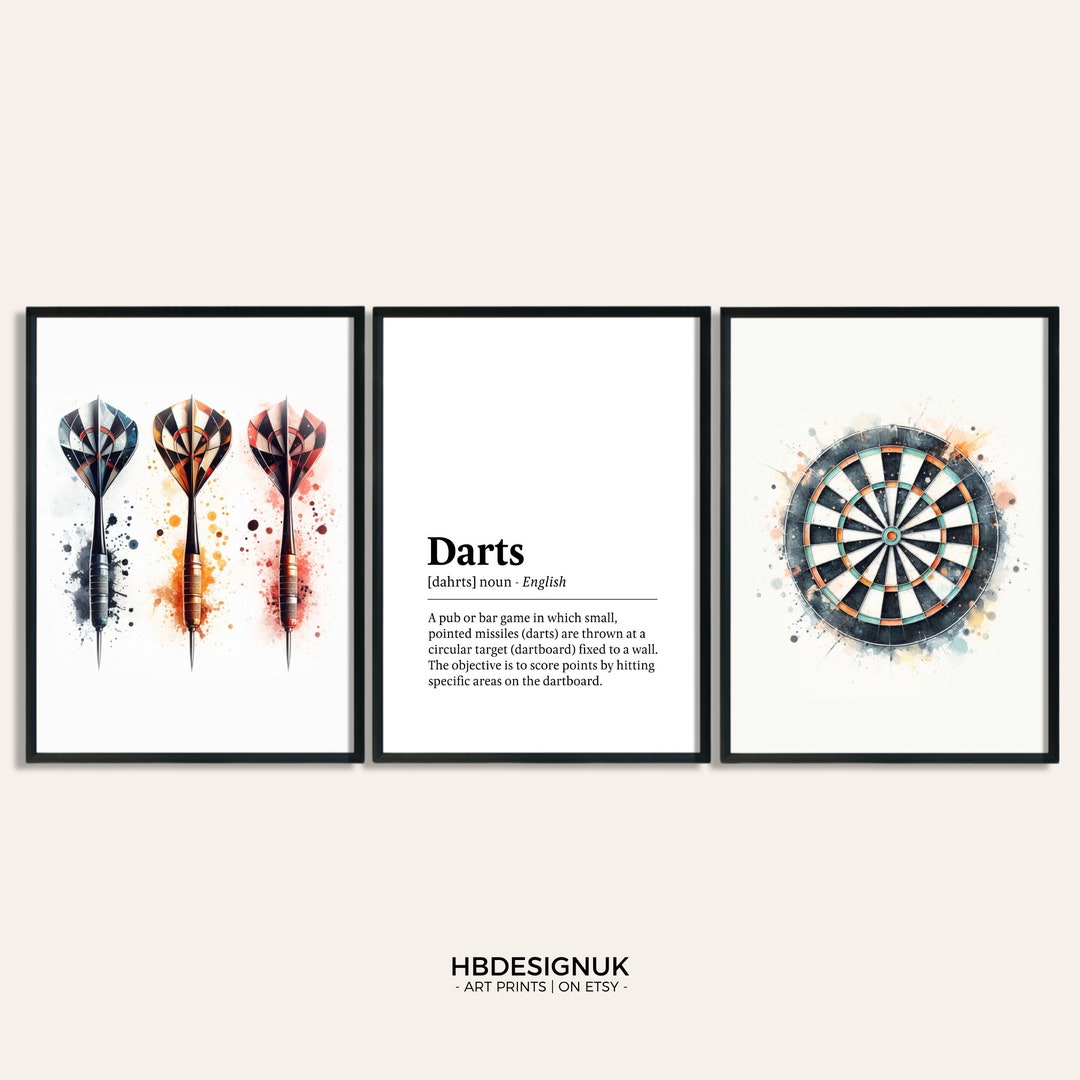 Darts Posters Set - Set of 3 Darts Prints | Darts Player Gift ...