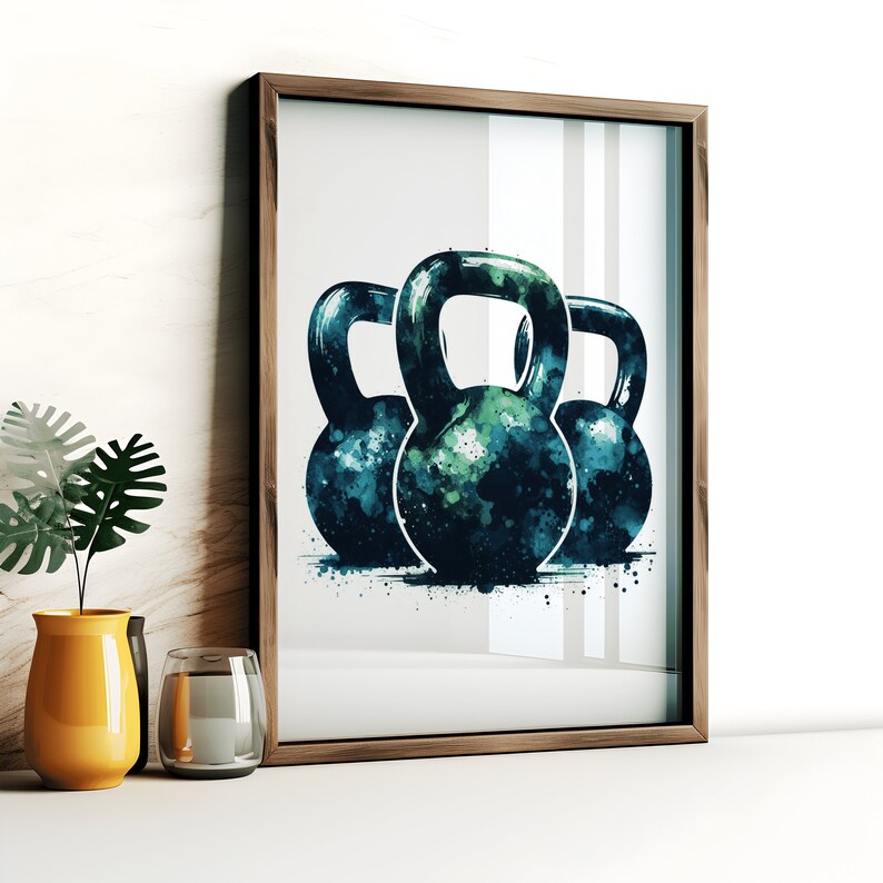 Gymnasium Print Set 3 Gym Prints Watercolour Design Dumbbell Poster ...