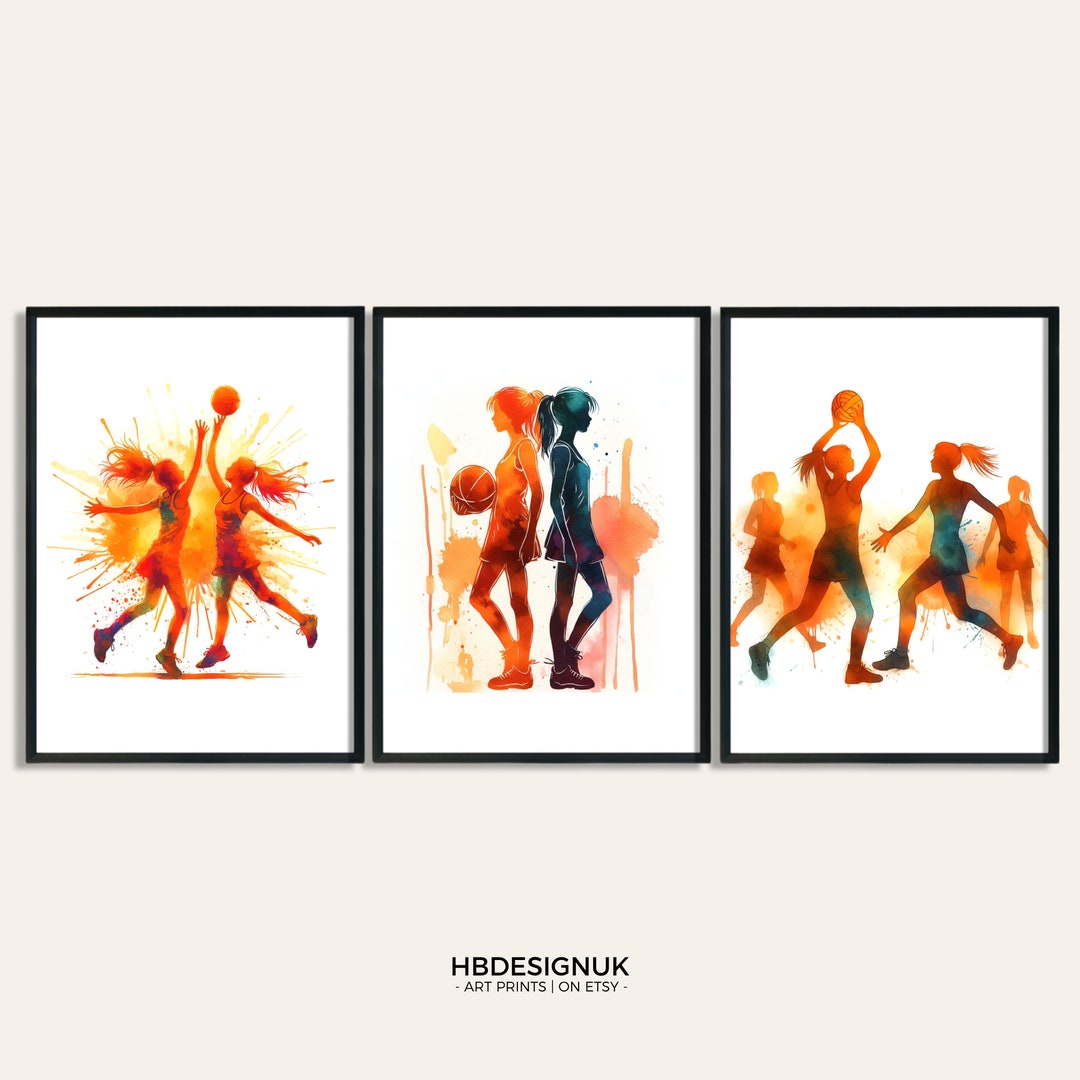 Netball Wall Art Print - Set of 3 Netball Team Posters | Room Decor Art ...