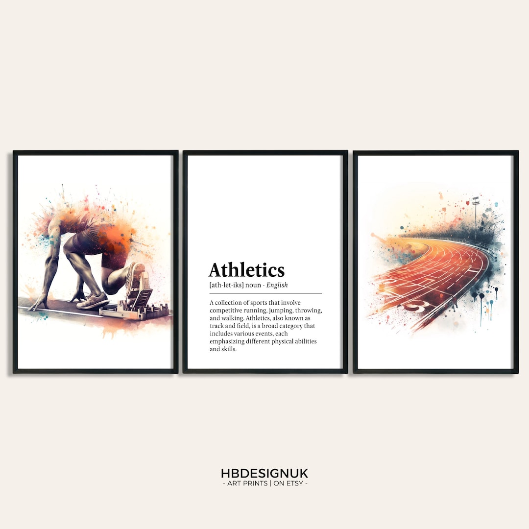 Athletics Print Poster Set - Set of 3 Track and Field Posters ...