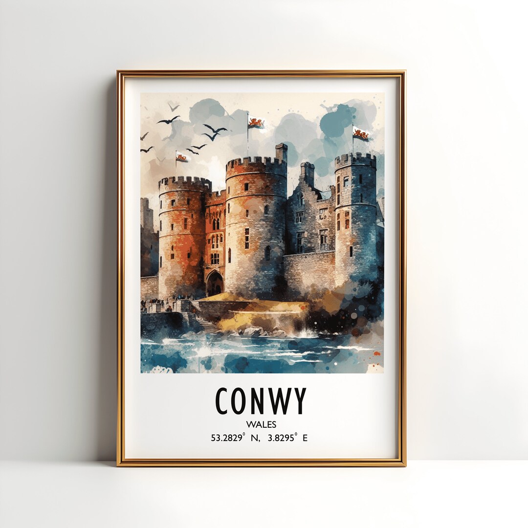 Conwy Travel Poster Print - Watercolour Design | Travel Wall Artwork ...