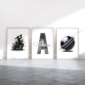 Custom Cricket Prints Set of 3 Cricket Posters Personalised Cricket ...