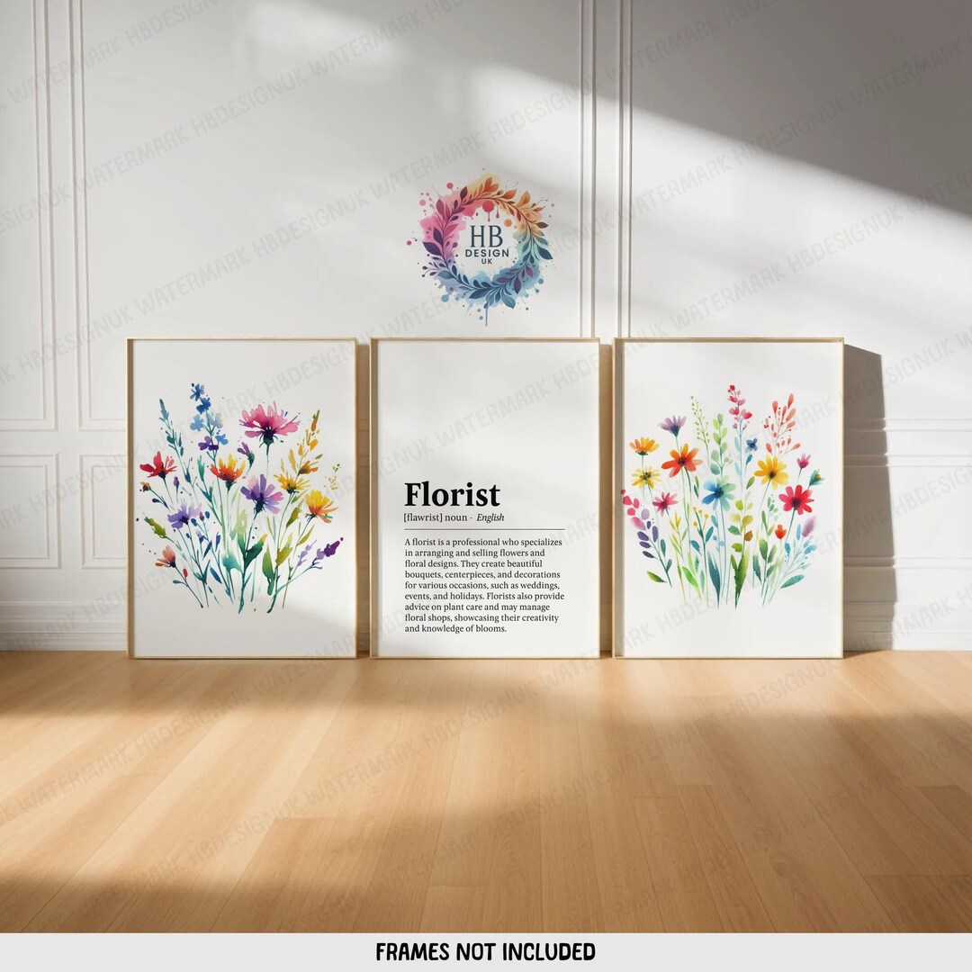 Florist Wall Art Prints - Set of 3 | Flower Shop Posters | Wildflower ...