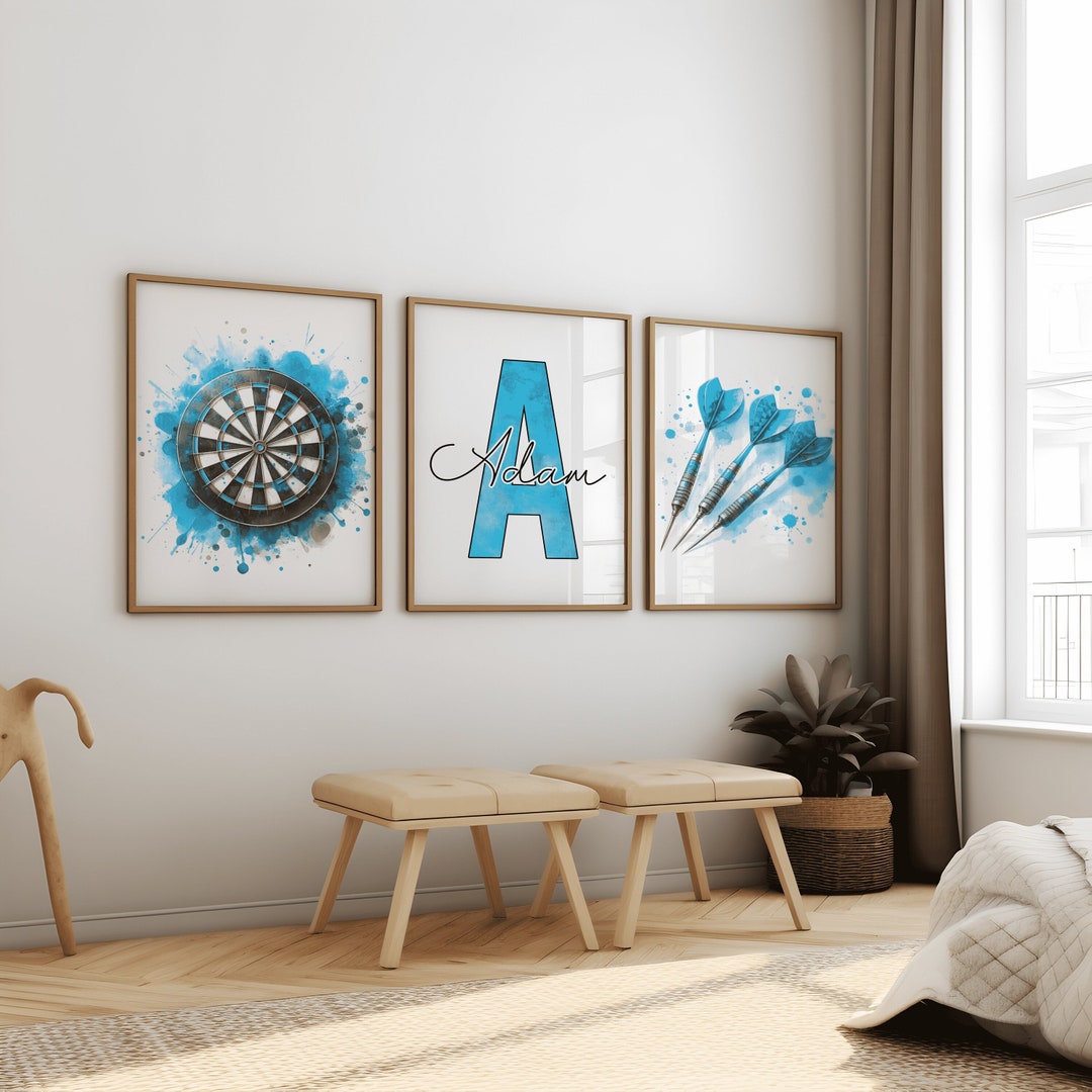 Darts Artwork Set - 3 Personalised Dart Posters | Sport Player Gift ...