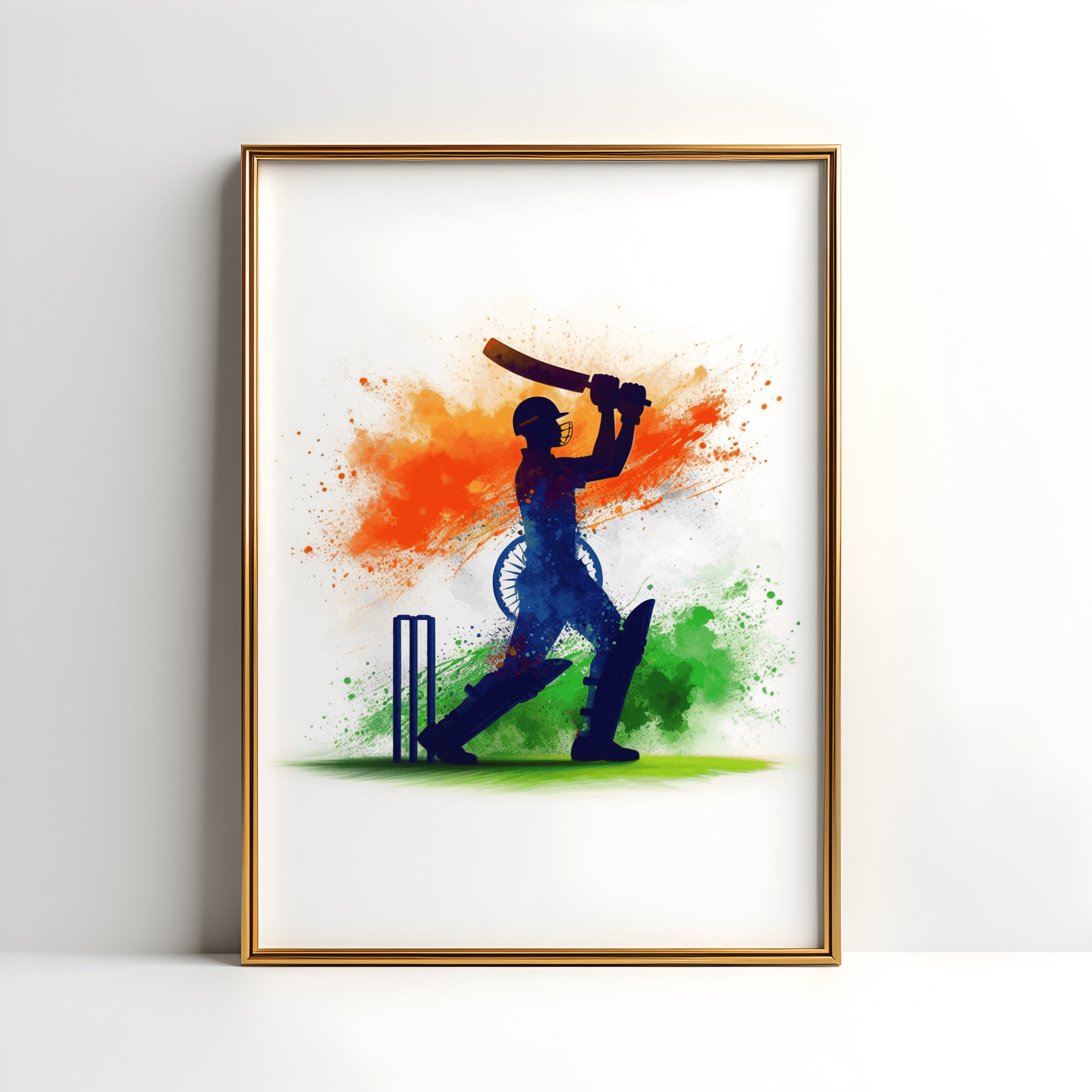 Cricket Print Set India Flag Watercolour Cricket Poster Prints Cricket ...