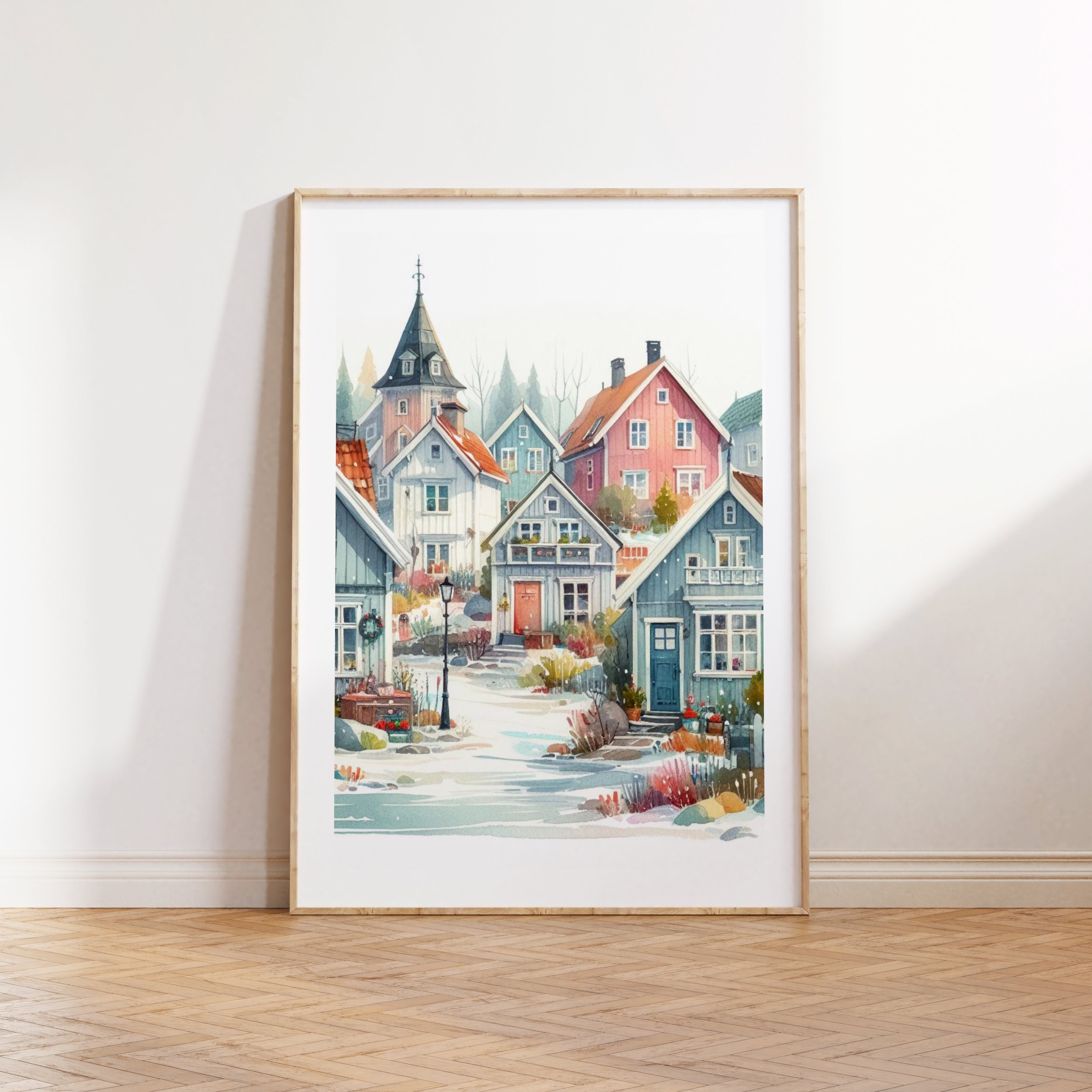 Scandinavian Houses Poster Set - 3 Watercolour Prints | Scandi Wall Art ...