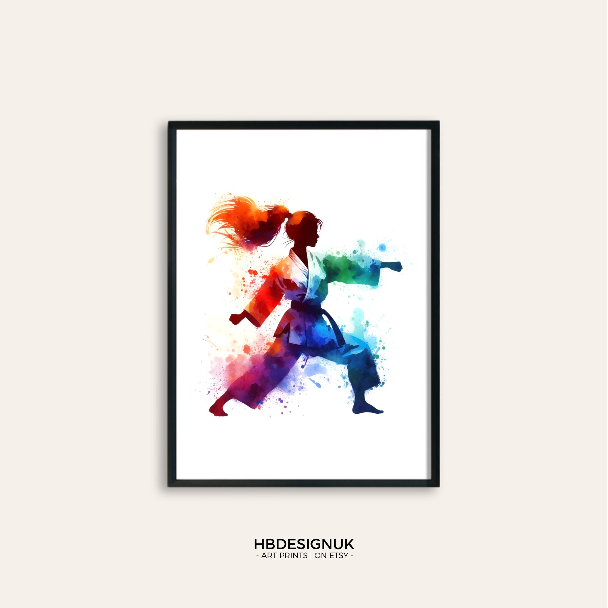 Girls Karate Wall Art Set of 3 Karate Posters Watercolour Art Prints ...