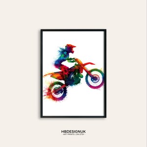 Girl Motocross Wall Art - Set of 3 Watercolour Dirt Bike Posters ...