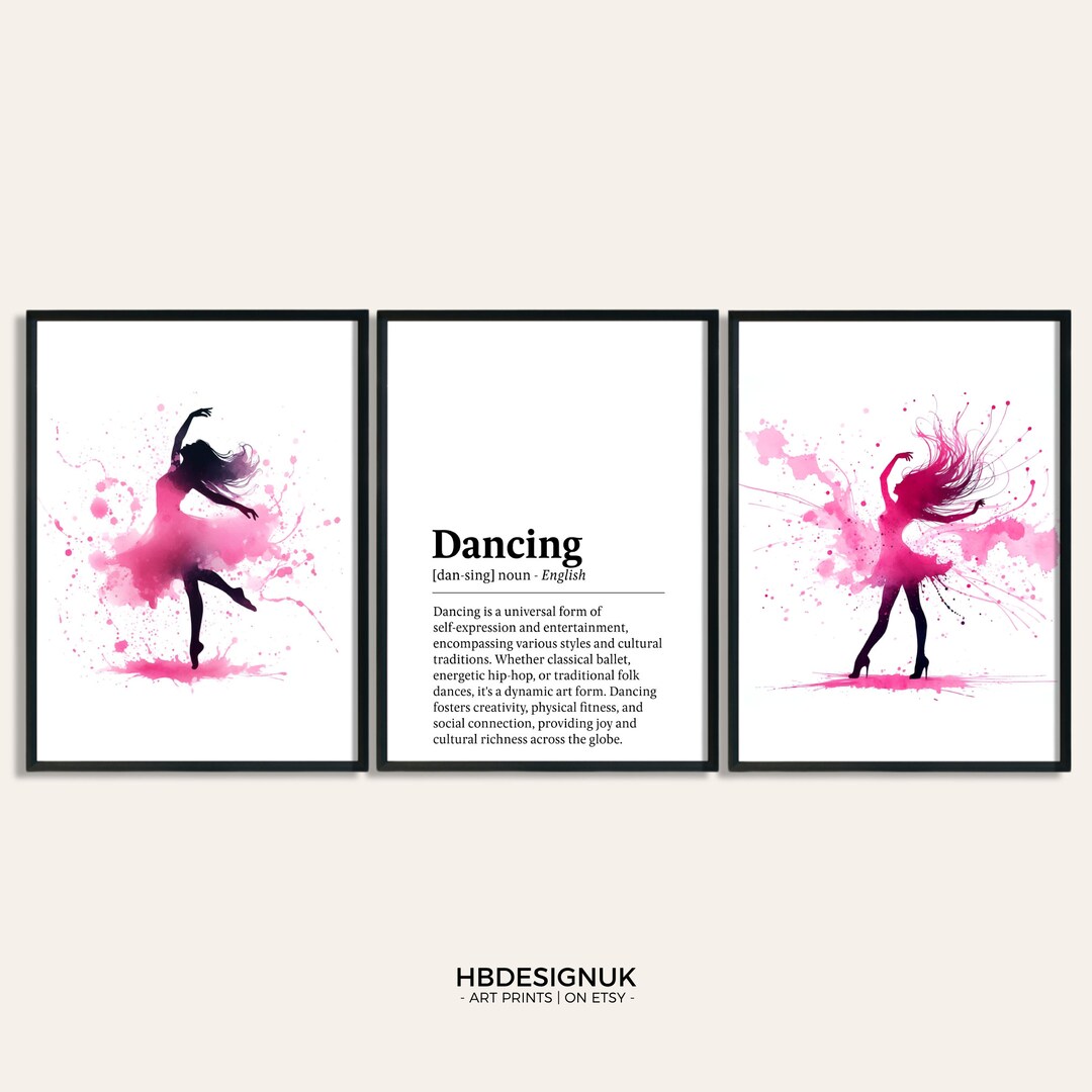 Dancing Art Print Poster - Set of 3 Dancer Posters | Dance Room Decor ...