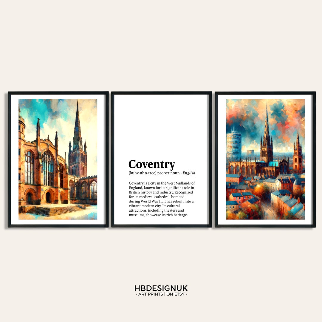 Coventry Poster Prints - Set of 3 Posters | Watercolour Wall Art Decor ...