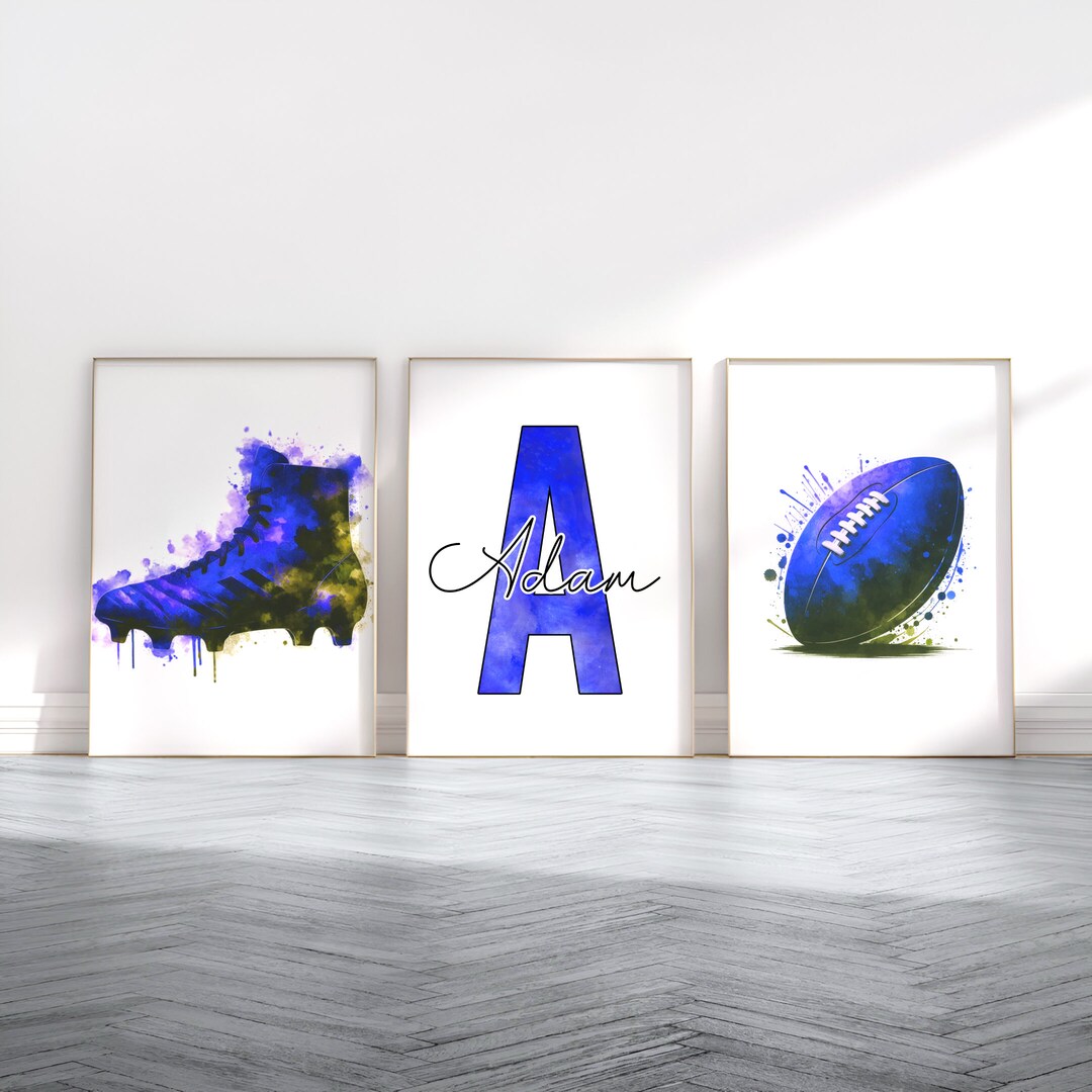 Rugby Print Set - 3 Custom Rugby Poster Prints | Personalised Boys ...