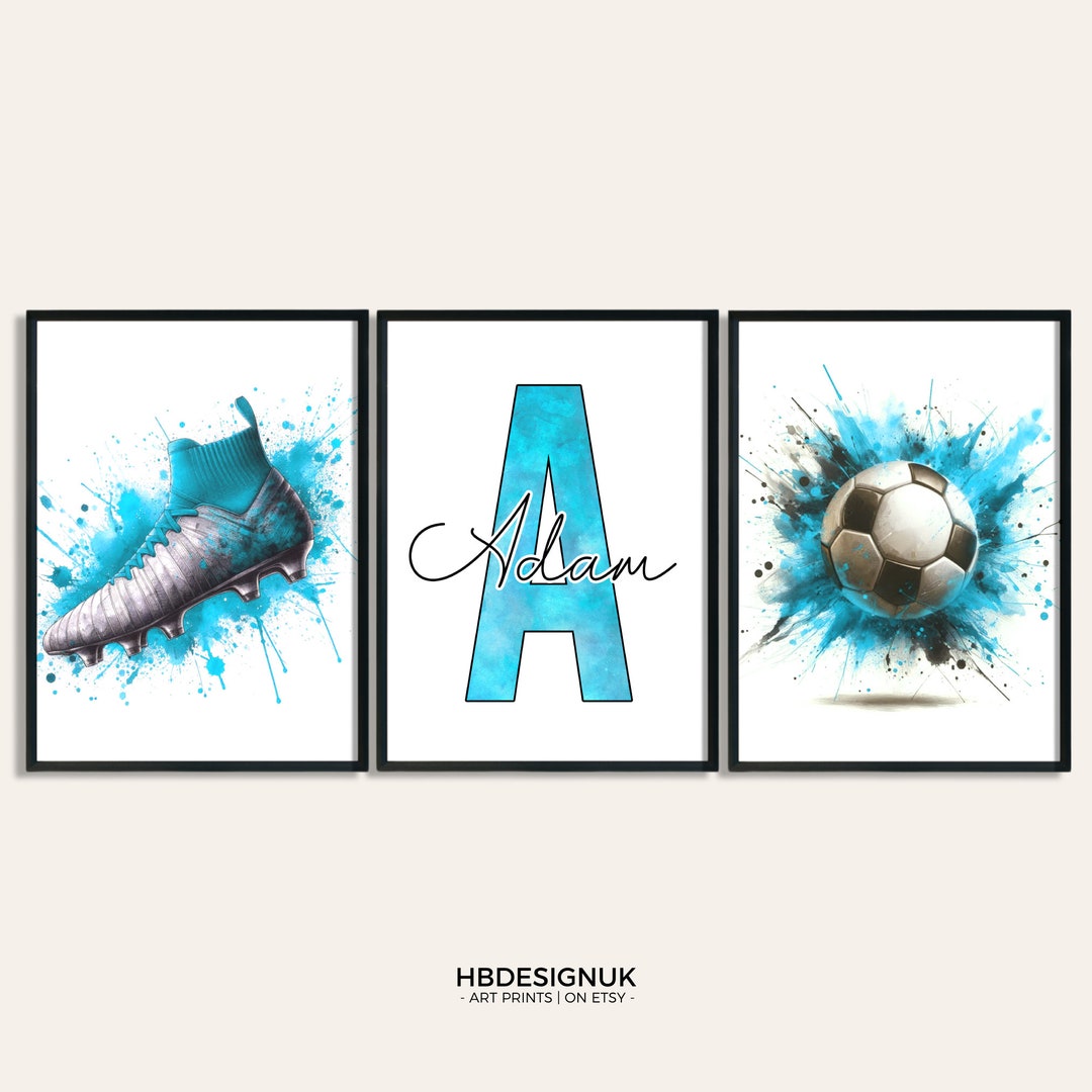 Custom Football Print Set - 3 Soccer Posters | Kids Bedroom Decor ...