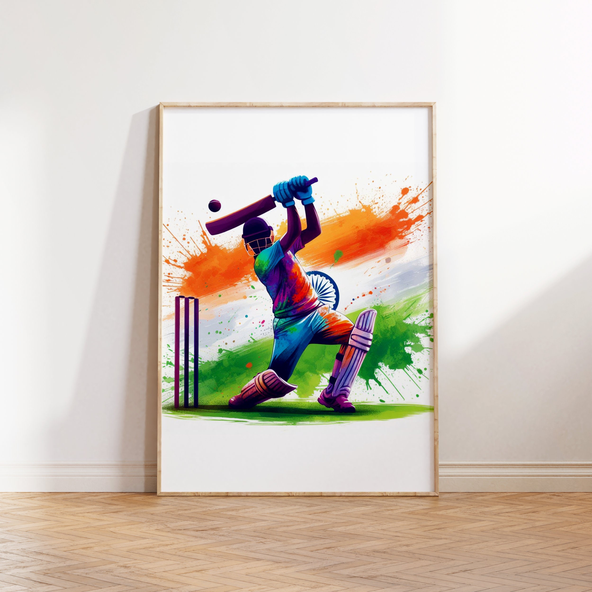 Cricket Print Set India Flag Watercolour Cricket Poster Prints Cricket ...