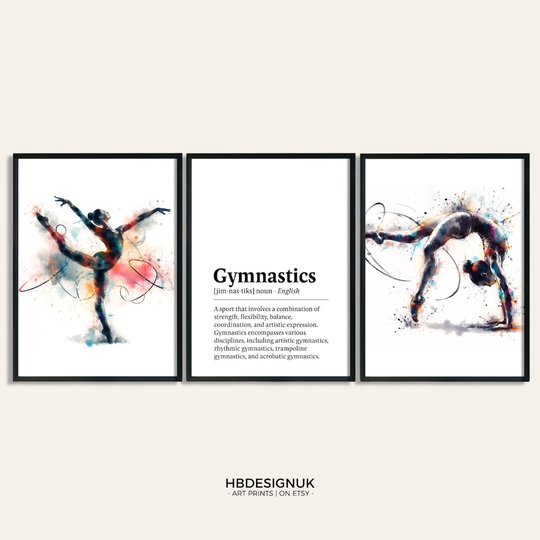 Gymnastics Print Poster Set - Set of 3 Gymnastics Posters | Watercolour ...