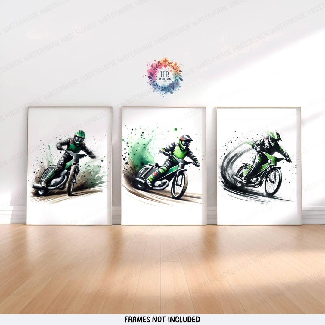 Speedway Posters - Set of 3 Prints | Motorcycle Print | Motocross Wall ...