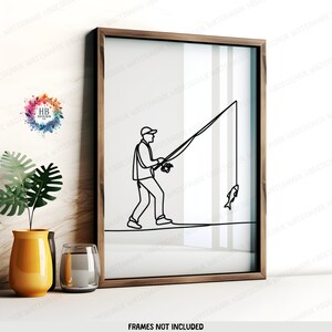 Minimalist Fishing Prints - Set of 3 Fisherman Prints | Fishing Gifts for Men | Line Drawing Art ...