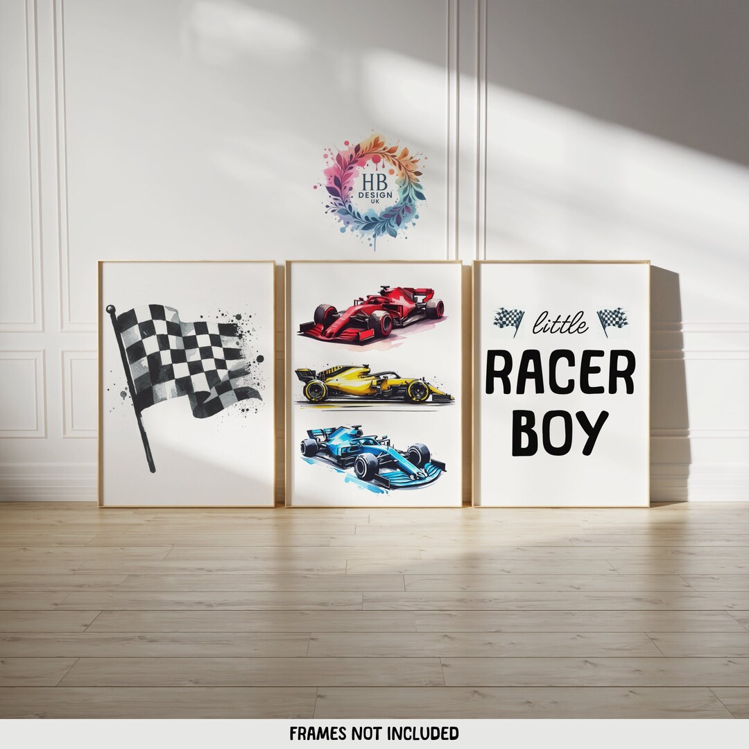 Race Car Nursery Posters - Set of 3 Prints | Little Racer Dude Nursery ...