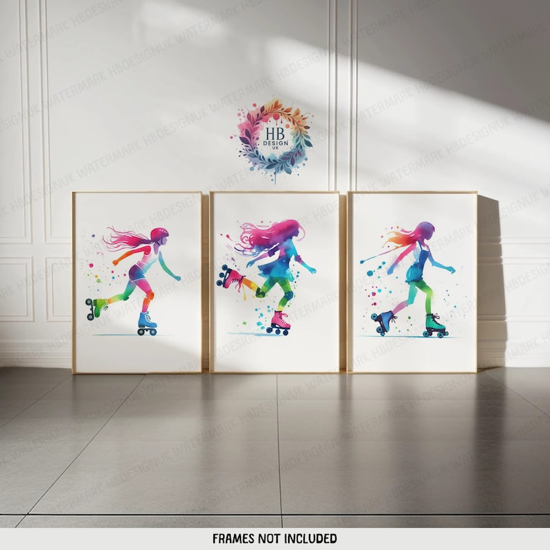 Roller Skating Print Set - 3 Posters | Girls Bedroom Prints ...