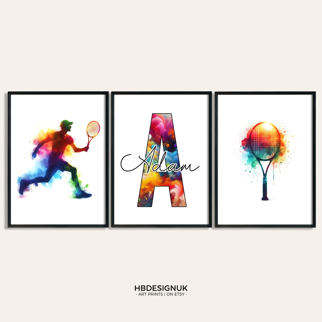 Custom Tennis Poster Set - 3 Kids Bedroom Prints | Home Decor ...
